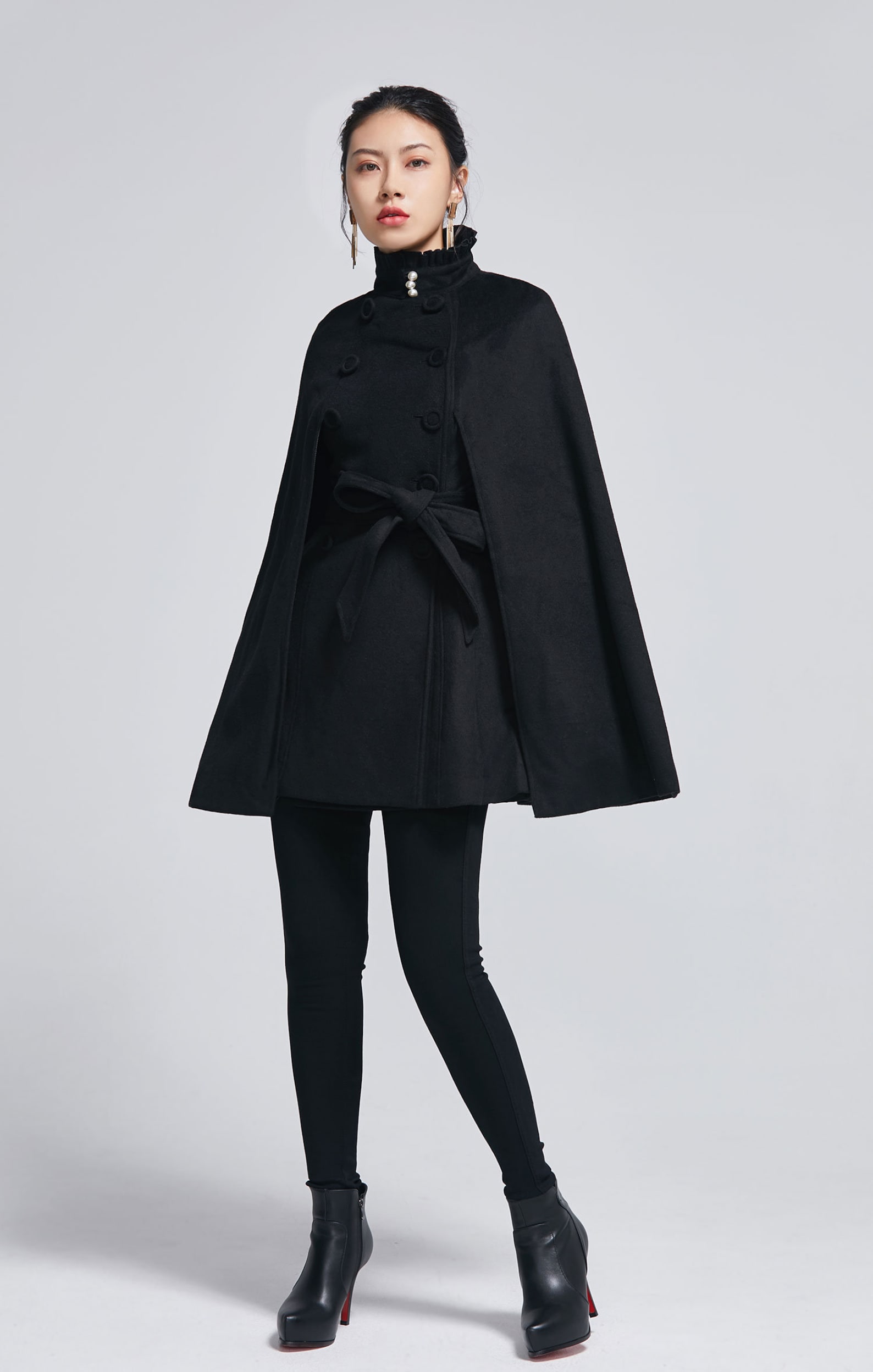 Vintage Inspired Wool Cape Coat With Stand Collar Wool Cape | Etsy