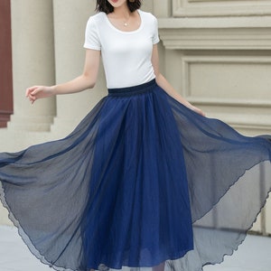Chiffon Midi Skirt, Summer Chiffon Skirt Women, Blue Swing Circle Skirt ...