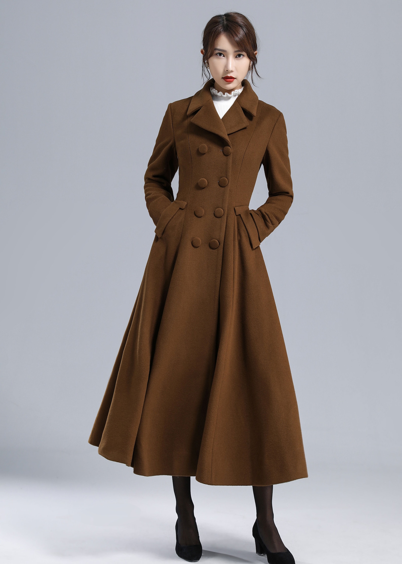 Vintage Inspired Maxi Wool Coat, Women's Wool Coat Women, Warm Winter ...