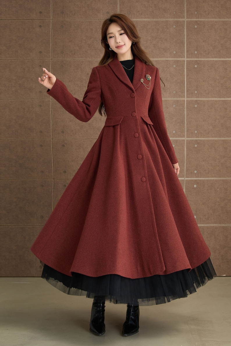 Women Maxi Wool Coat, Winter Warm Long Coat, Swing Coat Dress, Princess ...