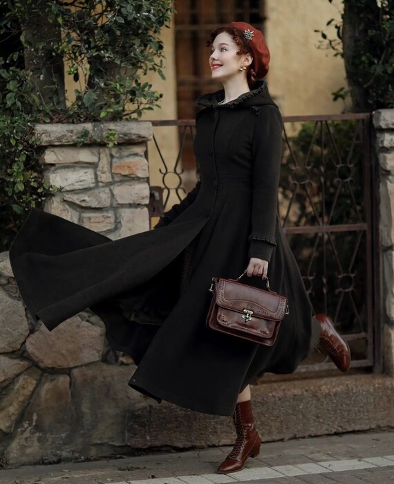Long Wool Princess Coat Hooded Wool Coat Winter Coat Women - Etsy