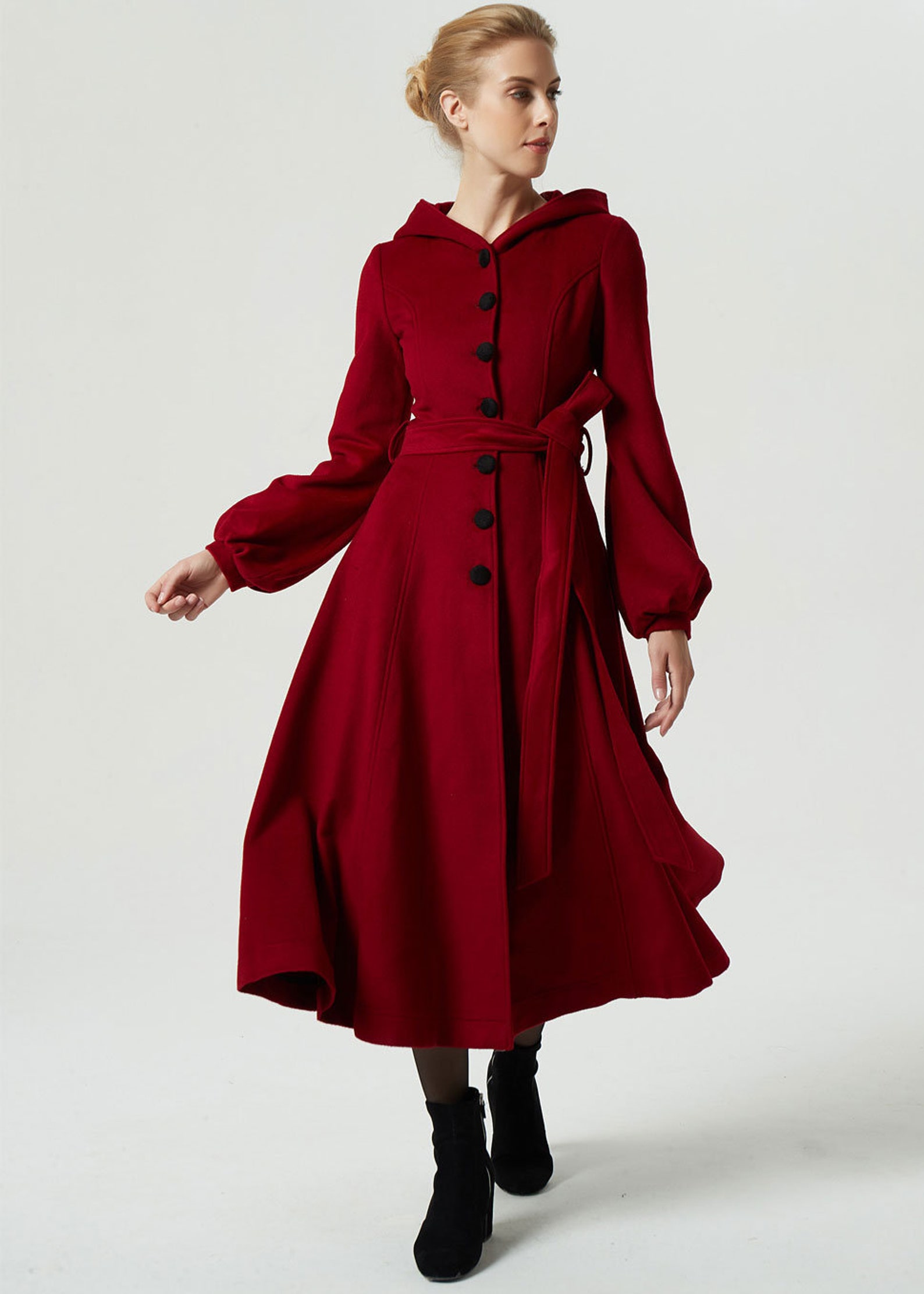 Dark Brown Hooded Wool Coat Women Warm Wool Coat Women Long - Etsy