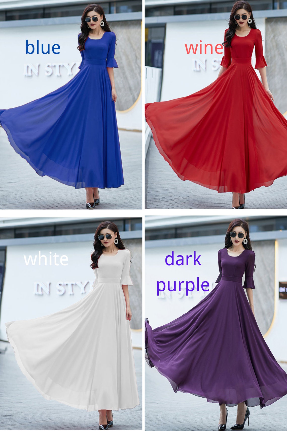 Women's Chiffon Dress A Line Summer Chiffon Dress | Etsy