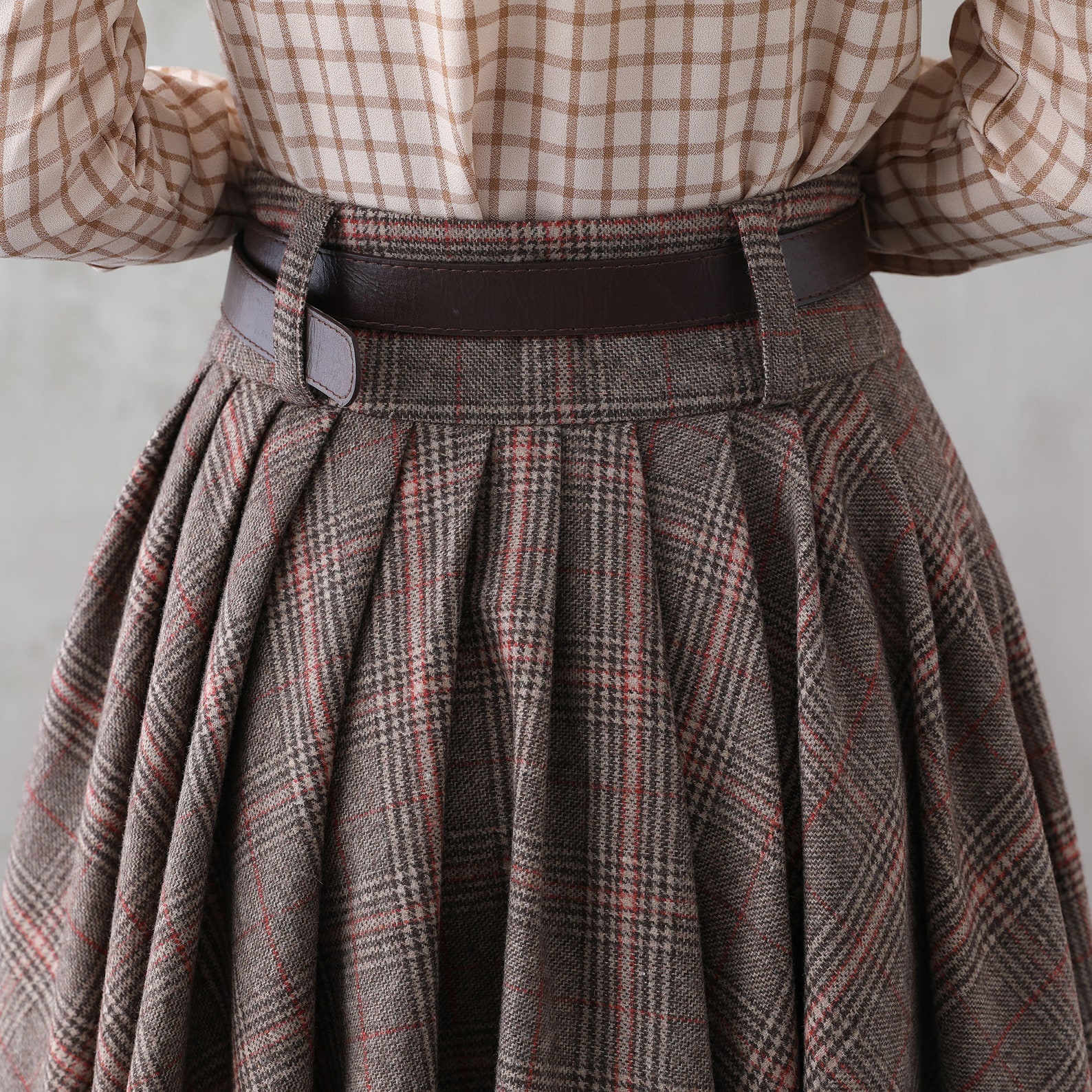 Midi Wool Skirt Wool Plaid Skirt Winter Circle Wool Skirt - Etsy
