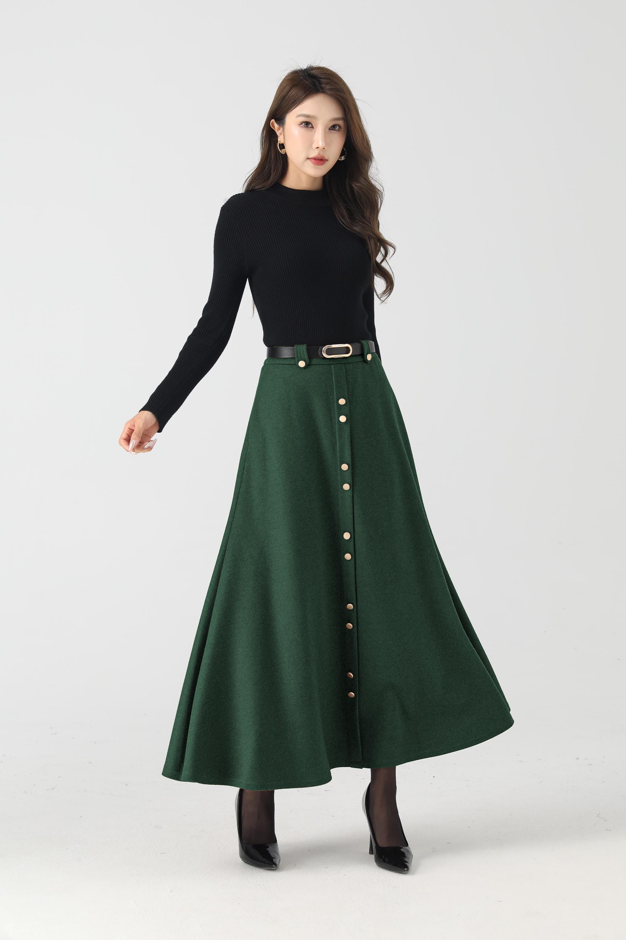Long Wool Skirt, Maxi Wool Skirt, A-line Wool Skirt, Gray Wool Skirt ...