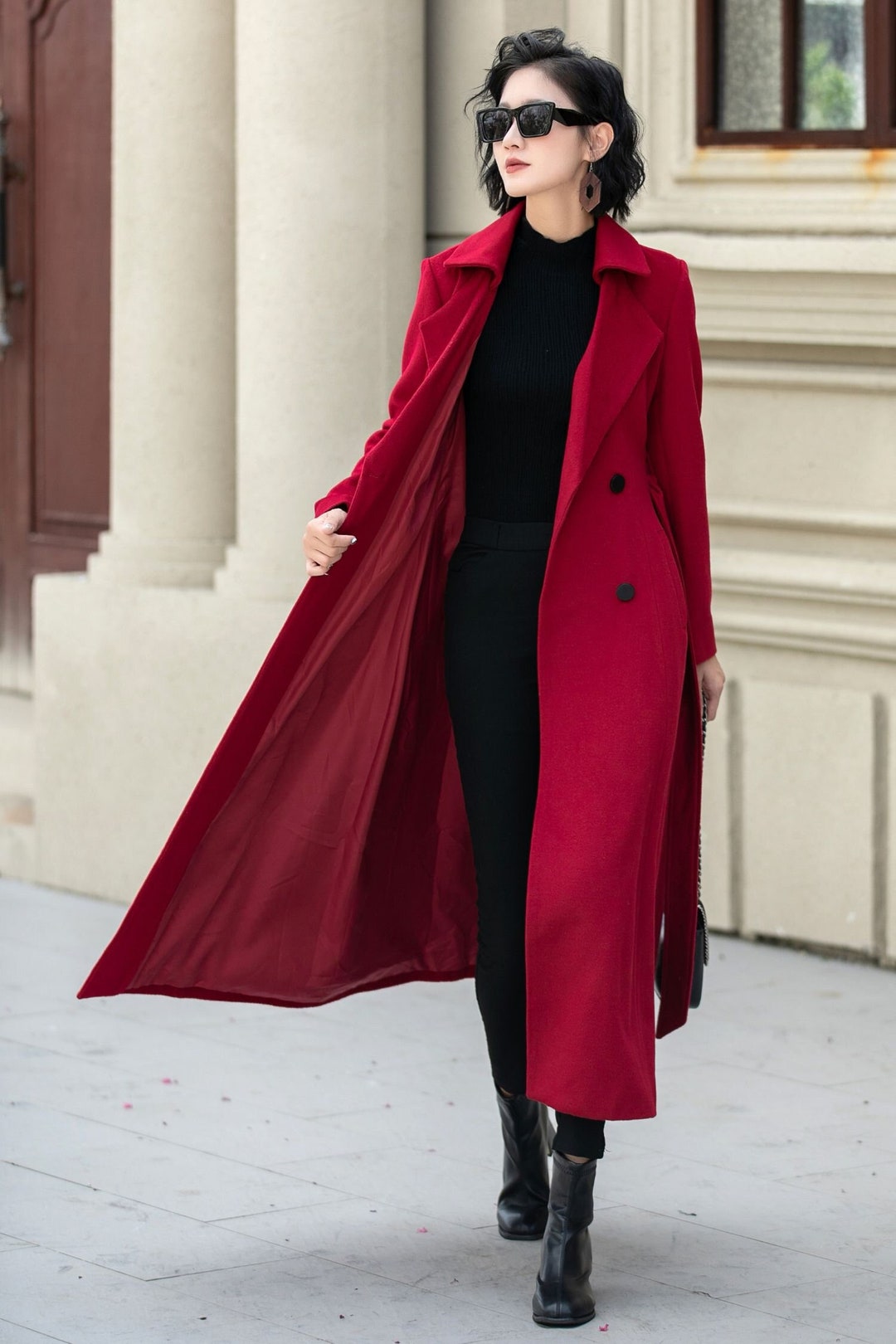 Red Wool Coat, Winter Coat Women, Trench Coat, A Line Coat, Warm Coat ...