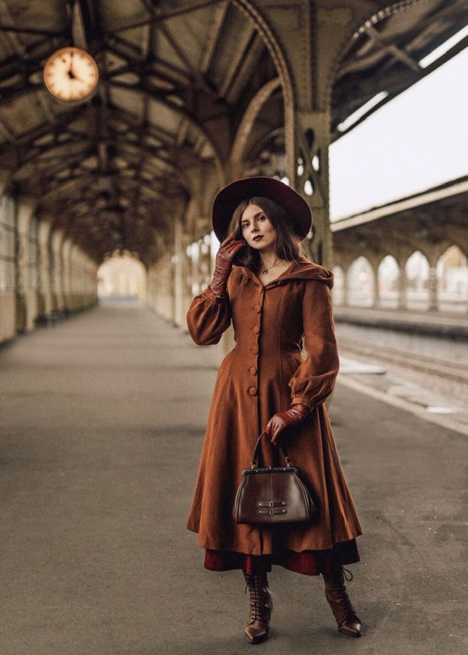 Dark Brown Hooded Wool Coat Women Warm Coat Women Long Wool | Etsy