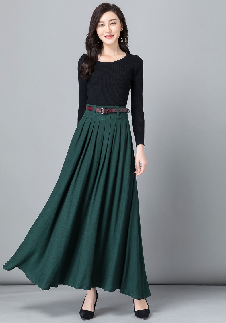 Long Maxi Skirt Work Outfit Long Linen Skirt High Waist Long - Etsy