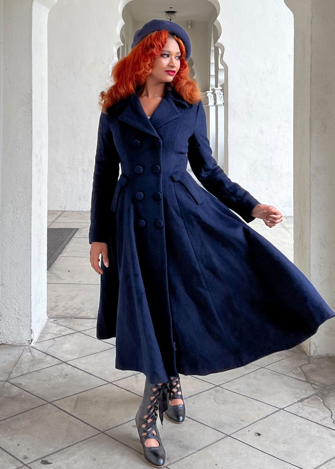 Wool Coat Blue Long Wool Coat Womens Warm Winter Coat - Etsy