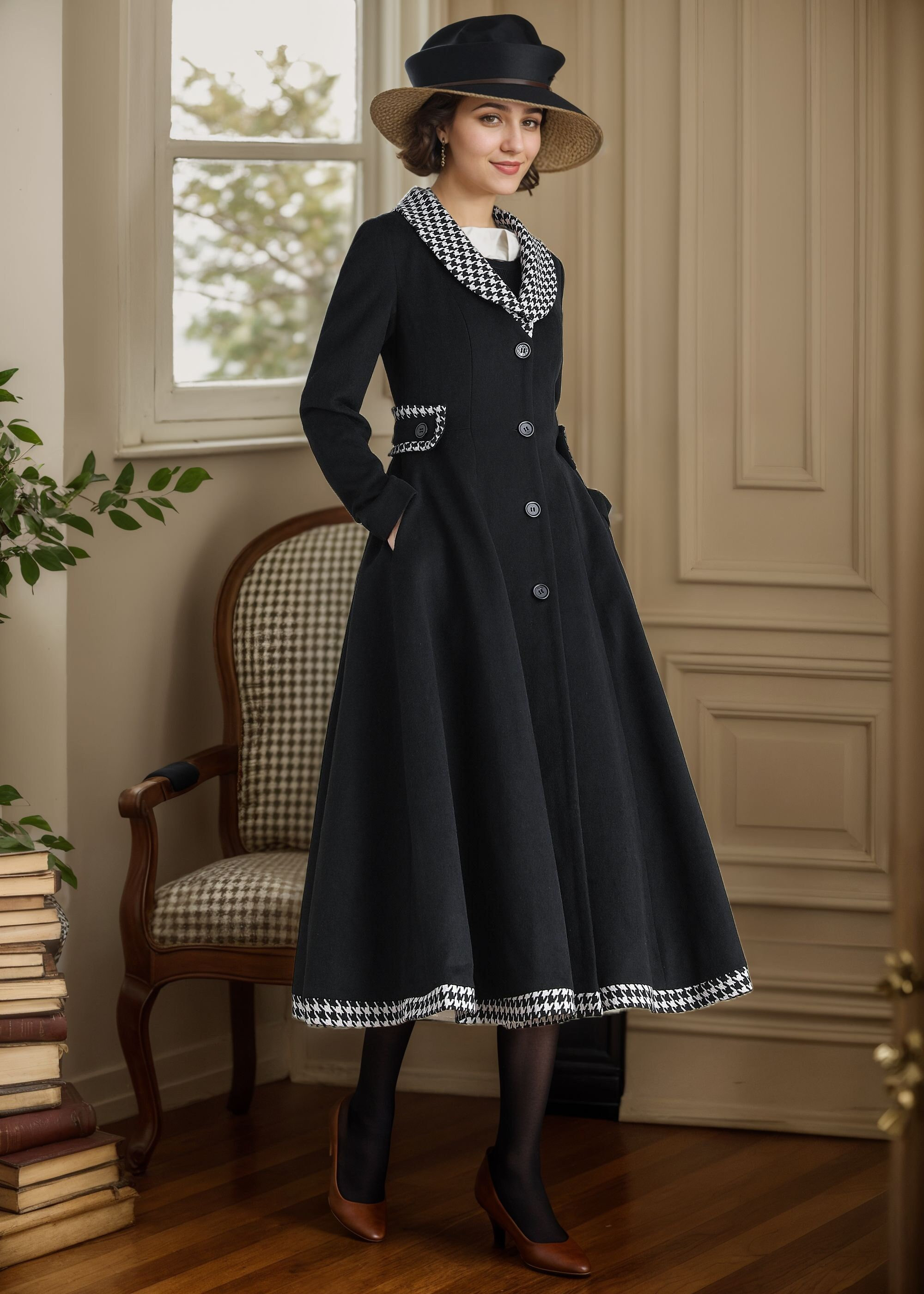 Wool Coat, Black Wool Coat, Wool Coat Women, Autumn Winter Wool Coat ...