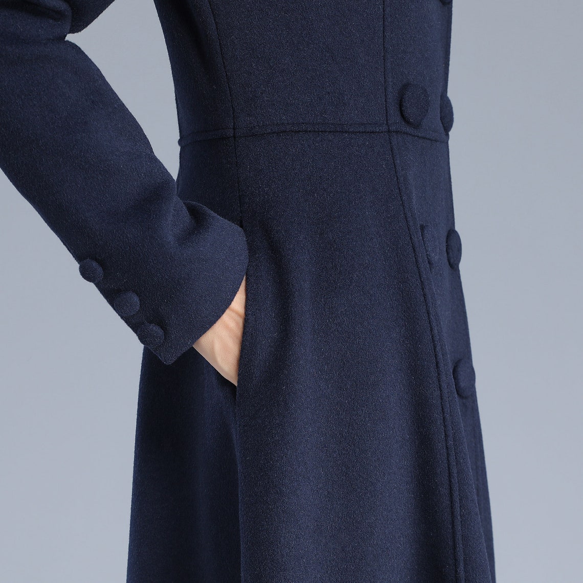 Long Wool Coat Women Blue Coat Double Breasted Maxi Winter - Etsy