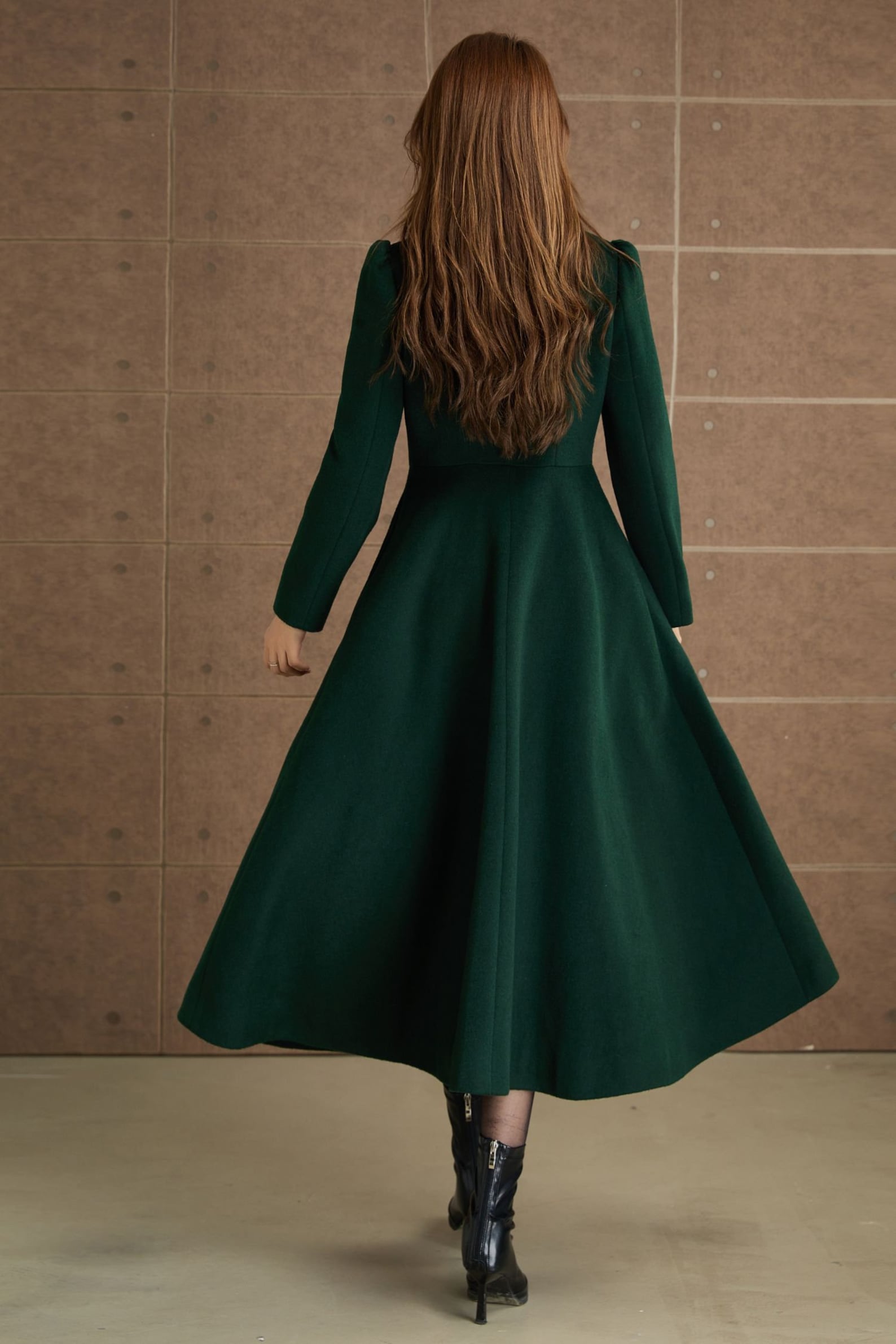 Green Wool Coat, Military Coat, Womens Coat, Long Wool Coat, A Line ...