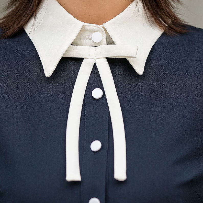 Button up Shirt Dress, Summer Fall Navy Formal Button up Midi Dress ...