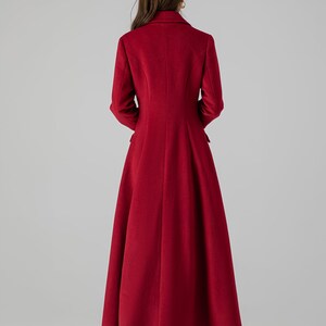 Red Long Winter Coat, Trench Coat, Maxi Wool Coat, Swing Wool Coat ...