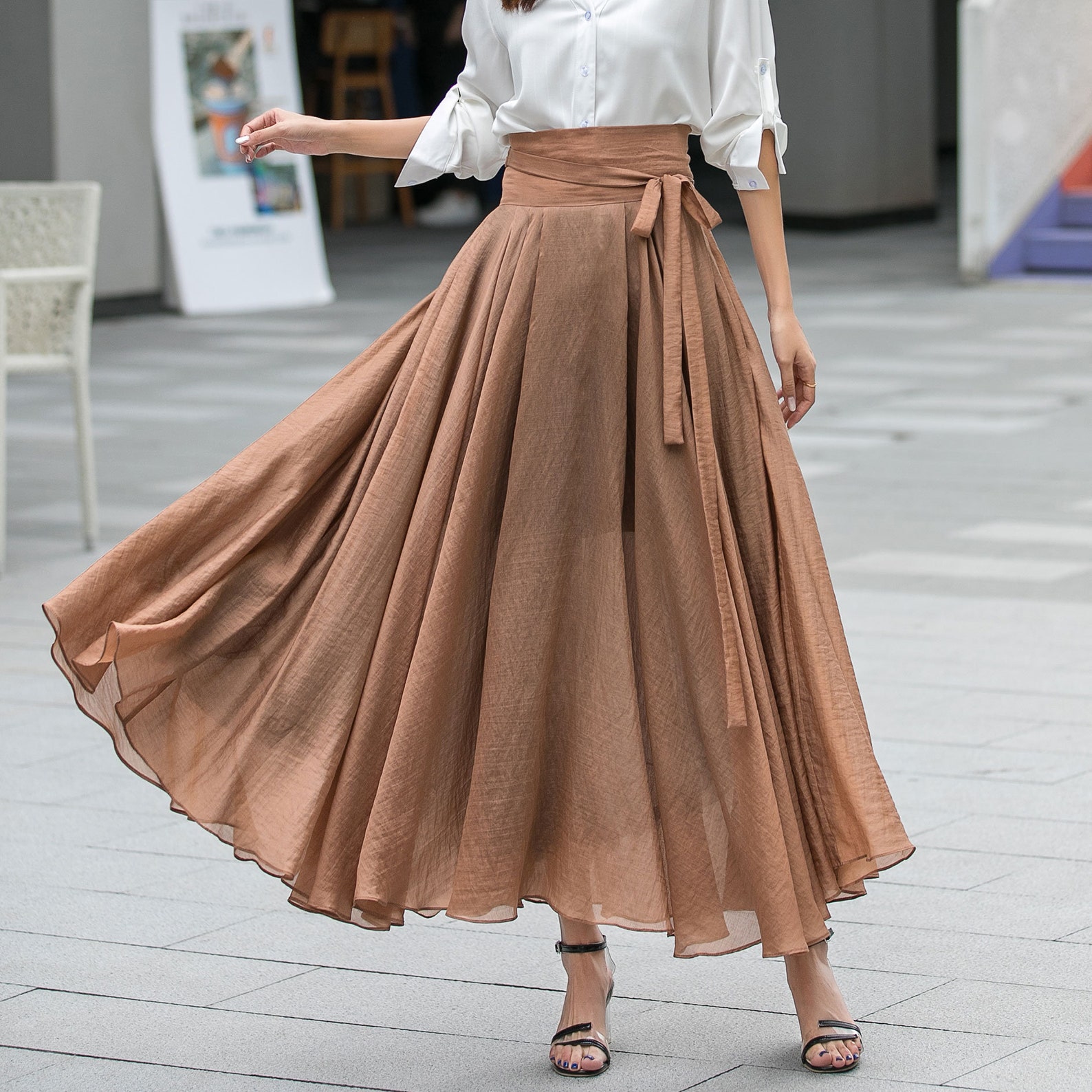 Summer Swing Chiffon Maxi Skirt, Circle Long Chiffon Skirt for Women ...