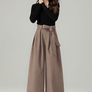 Wool Pants, Wool Palazzo Pants, Winter Wool Pants Women, Wool Culotte ...