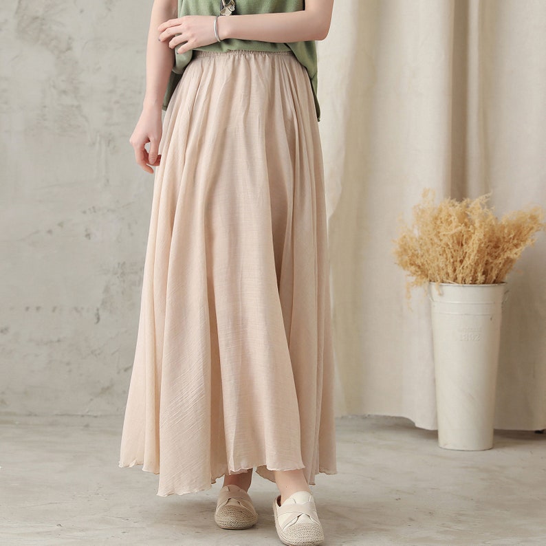 Cotton Maxi Skirt Women Flowy Long Skirt Pleated Boho Skirt - Etsy
