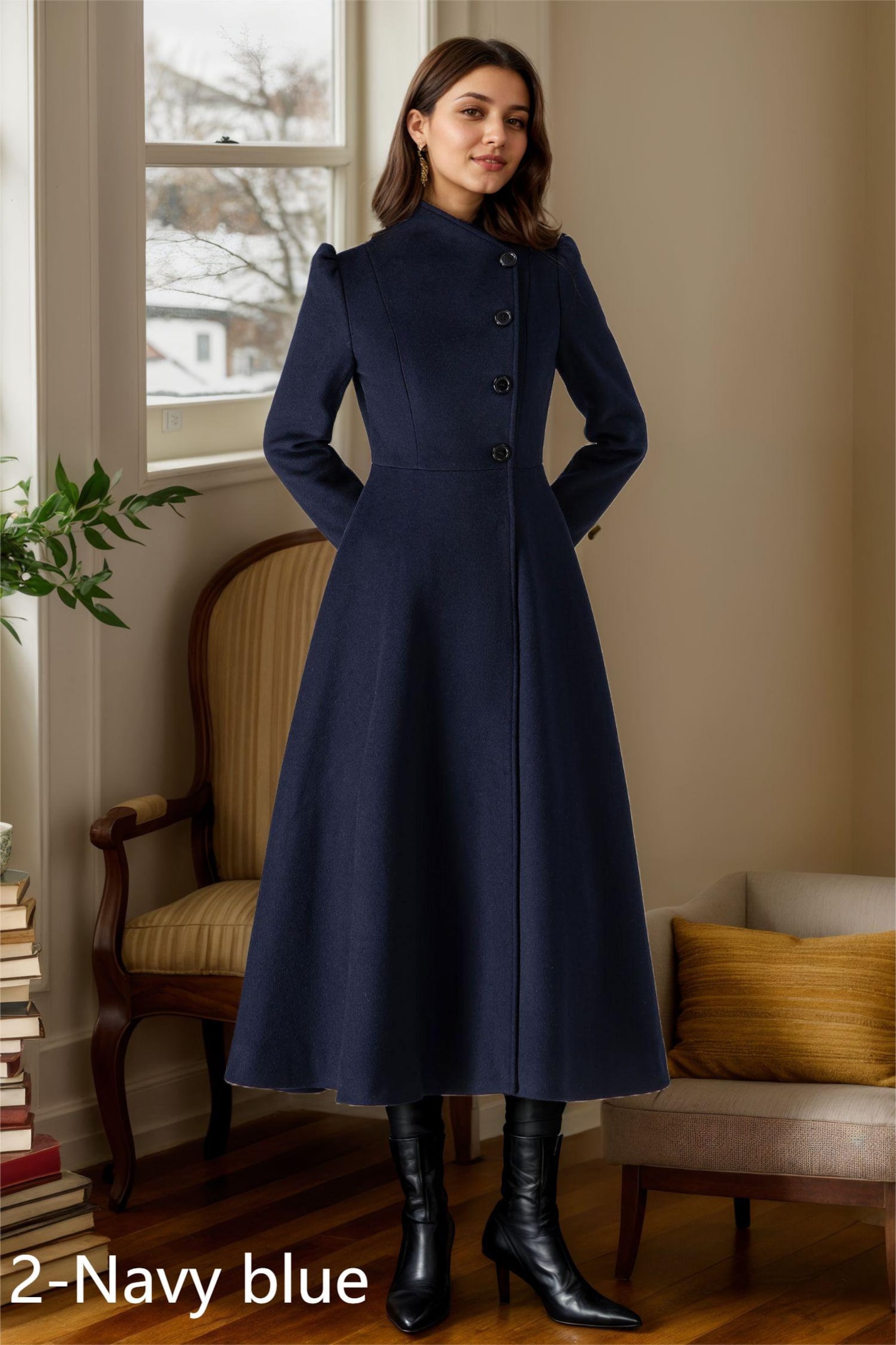 Long Burgundy Wool Coat, Winter Coat Women, Womens Coat, A Line Wool ...