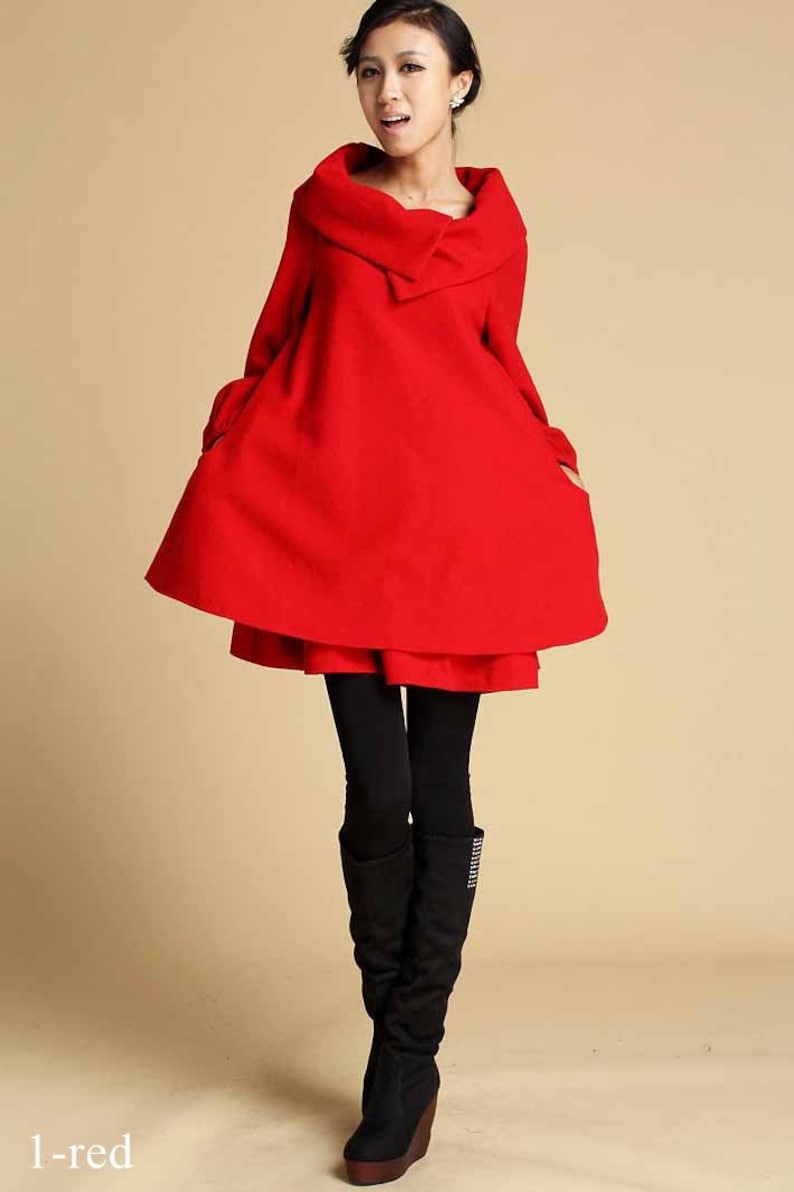 Wool Dress Winter Wool Tunic Dress Women Red Swing Wool - Etsy