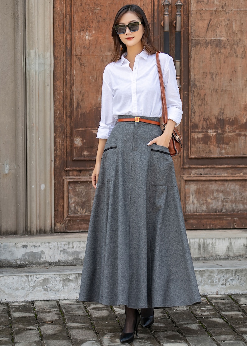 Long Wool Skirt A-line Wool Maxi Skirt Wool Skirt Women - Etsy