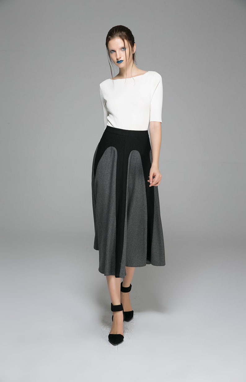 Patchwork Skirt Long Wool Skirt Unique Skirt Womens Skirts - Etsy