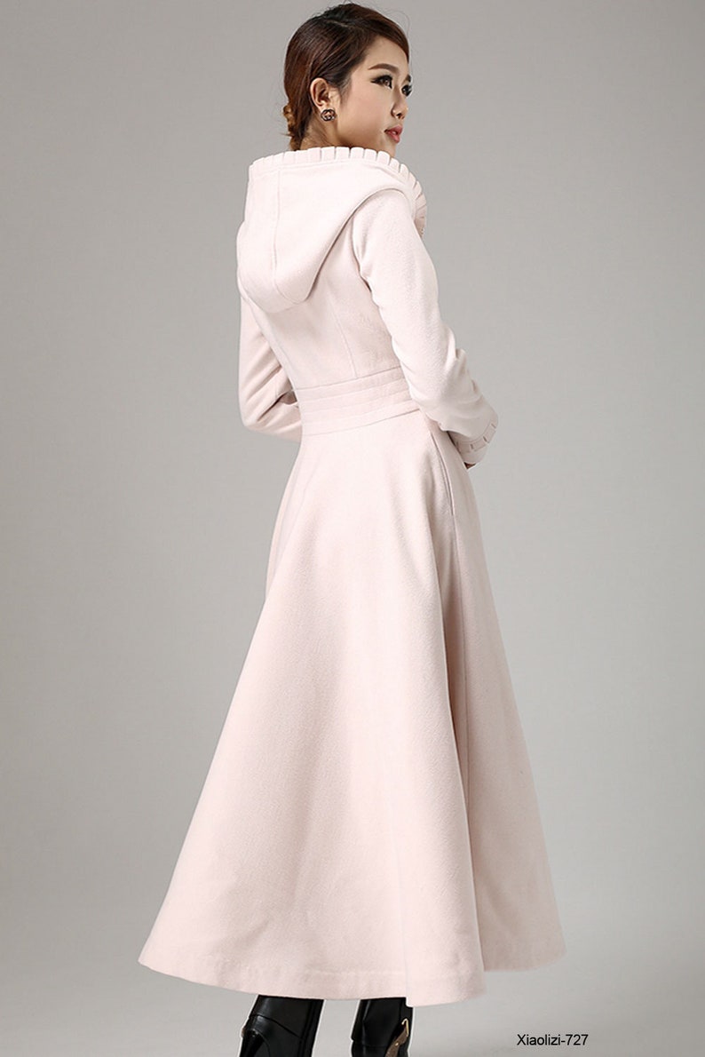 Pink Wool Coat, Women Coat, Maxi Coat, Winter Coat, Coat Dress, Hooded ...