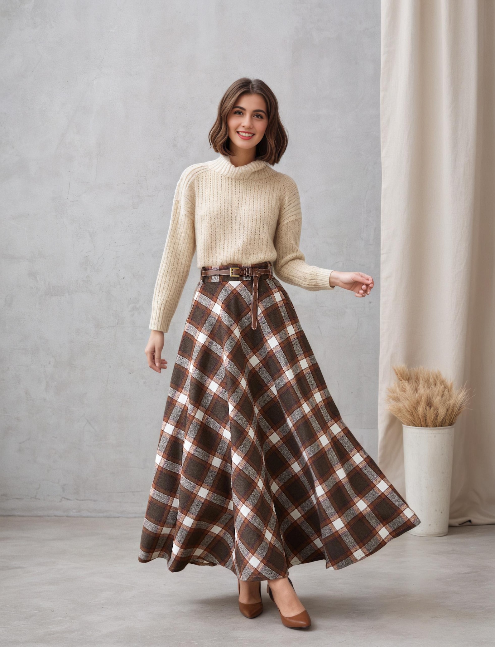 Tartan Wool Skirt, Long Wool Skirt, Maxi Wool Plaid Skirt for Women, A ...