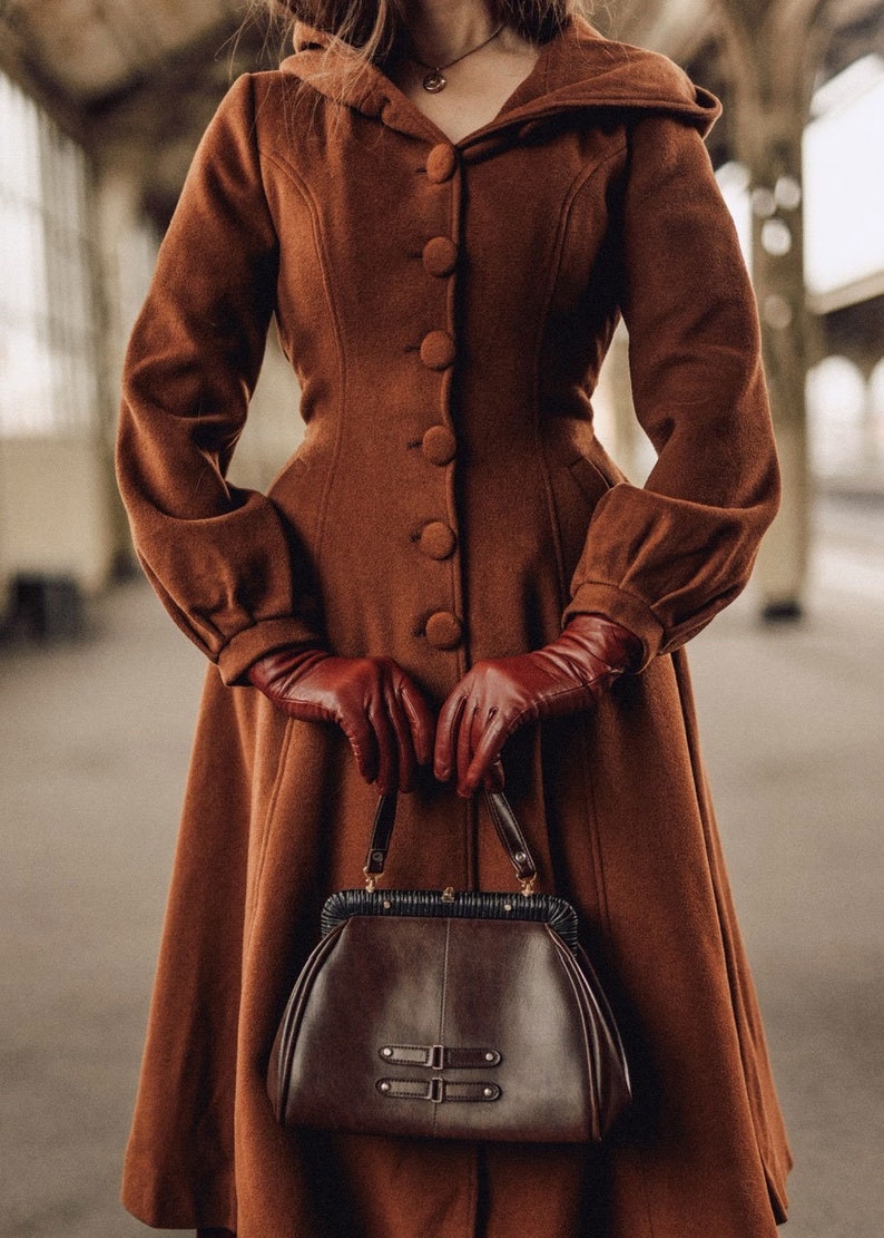 Dark Brown Hooded Wool Coat Women Warm Wool Coat Women Long - Etsy