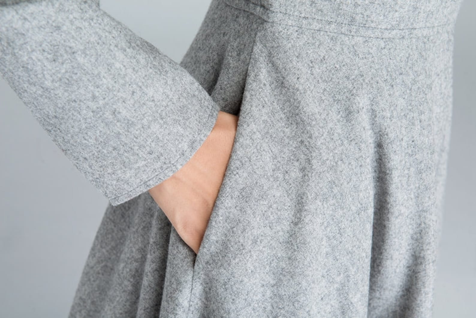 Long Sleeve Wool Dress Gray Dress Wool Dress Woman Dress Etsy