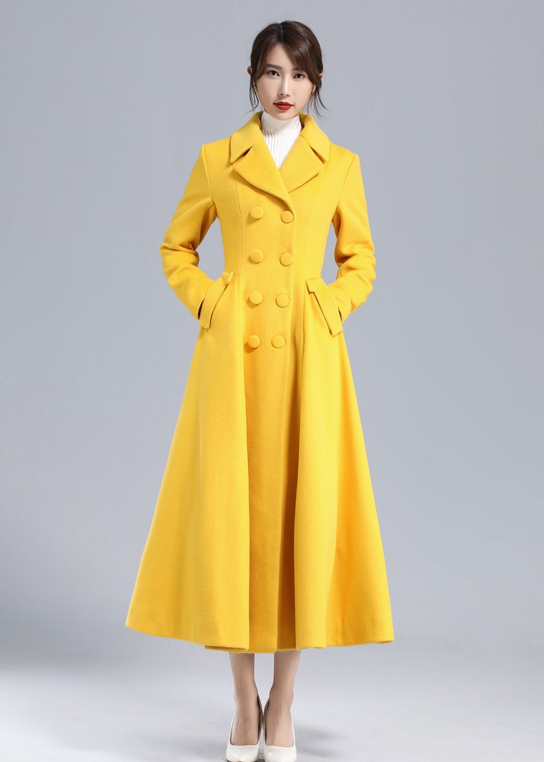 Winter Long Wool Coat Women Yellow Wool Coat Warm Long Coat - Etsy