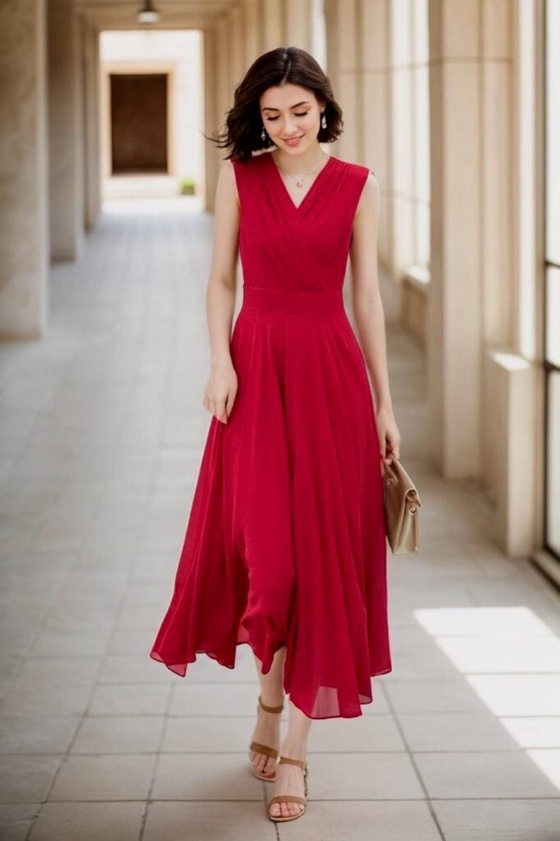 Eco-friendly Bridesmaid Dress, Sleeveless Chiffon Maxi Dress, Summer ...