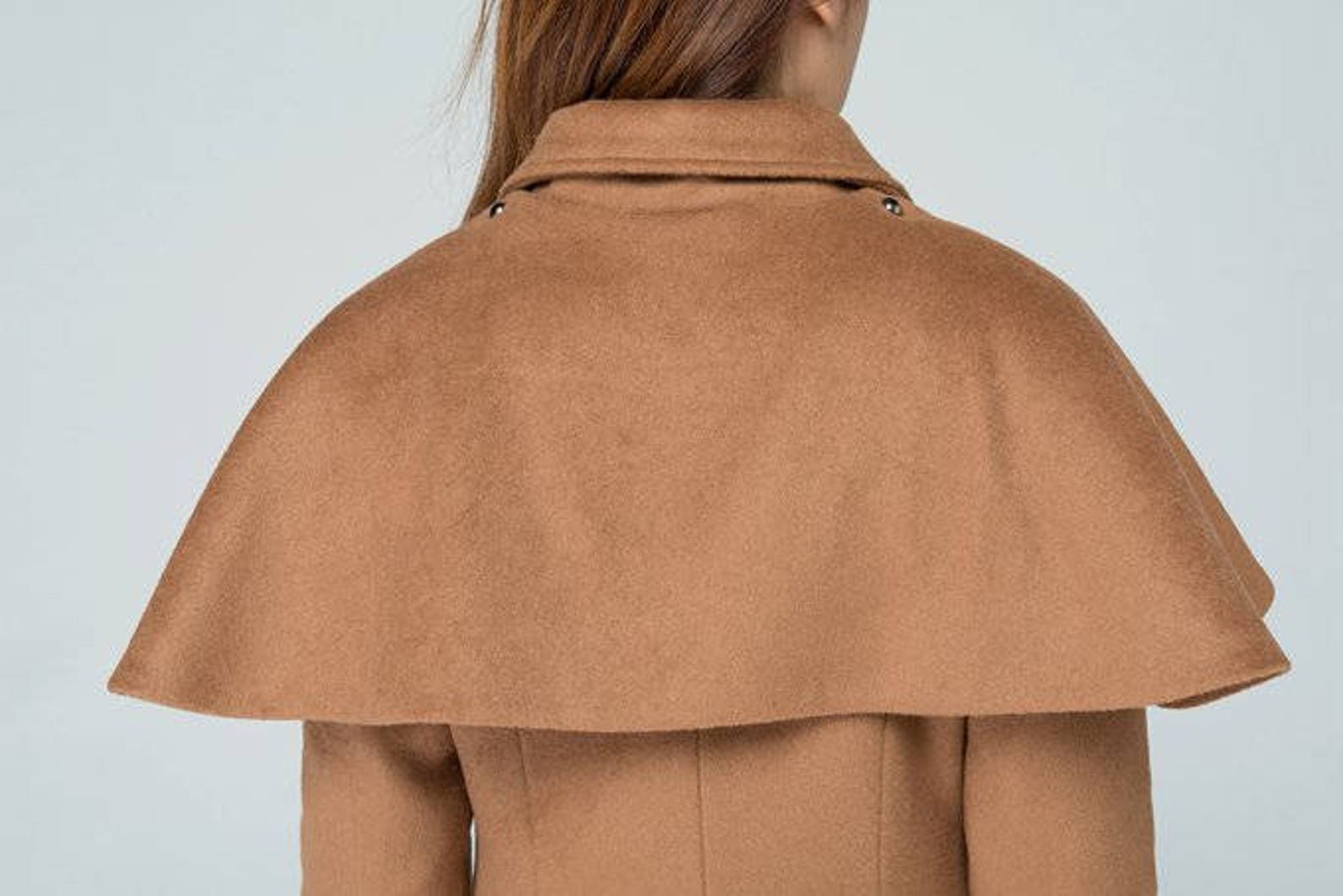 Wool Coat Long Wool Coat Removable Capelet Coat Vintage - Etsy