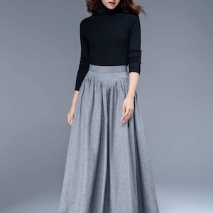 Vintage Inspired Long Wool Skirt Wool Skirt Women High Waist Wool