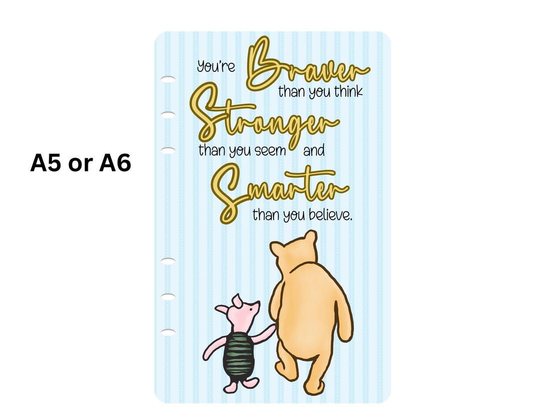 Winnie-the-pooh Decorative Binder Dashboard - Available in A6 or A5 ...