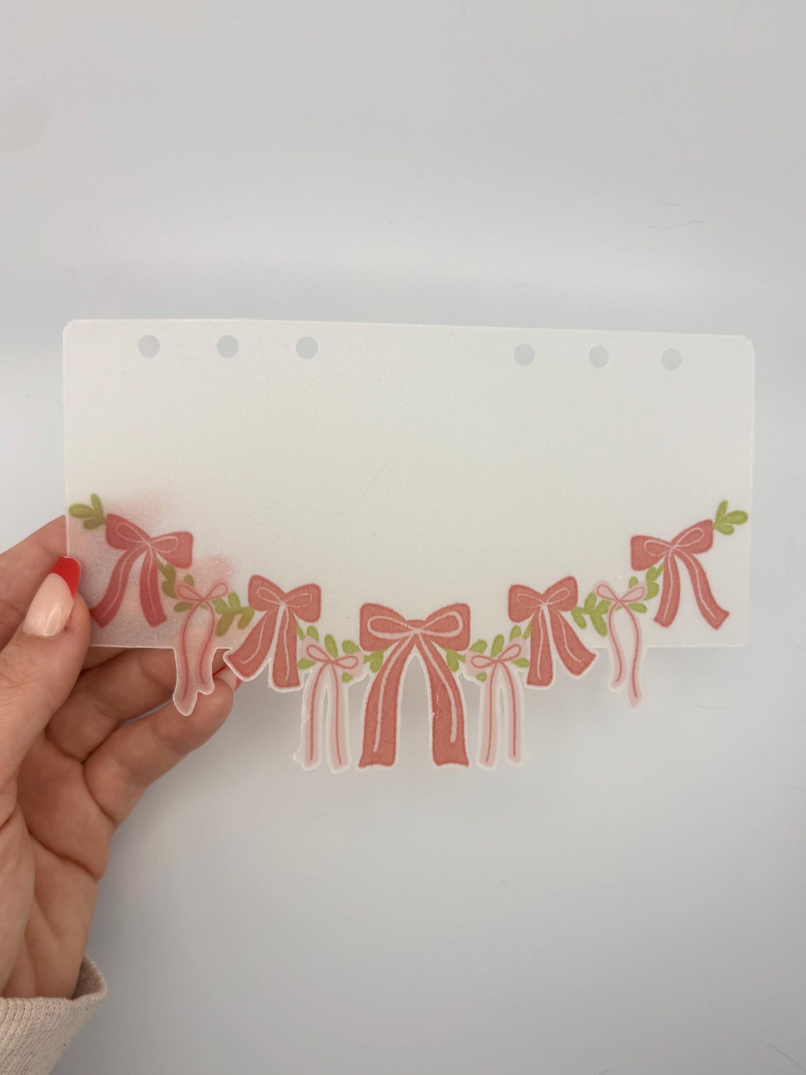 A6 Dashboard- Christmas Bows Die Cut, Matte Vellum, A6 Binder, Binder ...