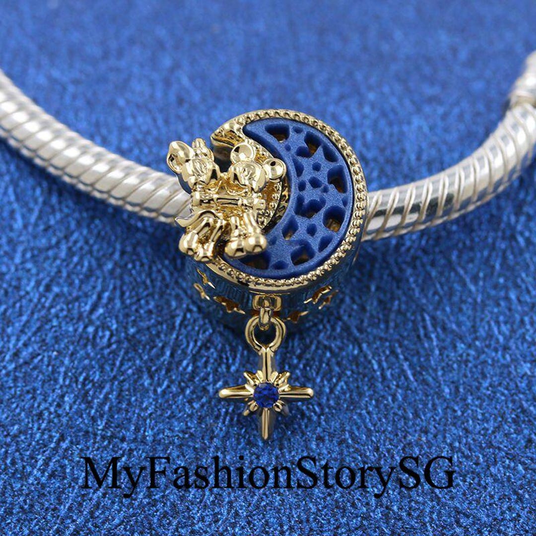 Disney Mickey Mouse & Minnie Mouse Crescent Moon Charm Fit Bracelet ...