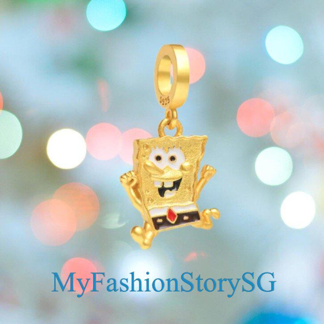 Exquisite Gold Spongebob Squarepants Charm Fit Bracelet Necklace ...