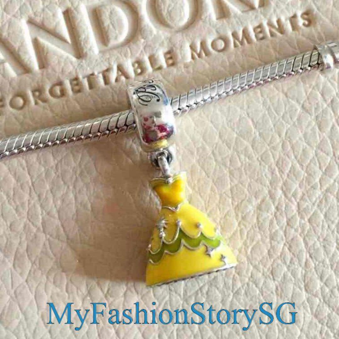 Disney Princess Belle Dress Dangle Charm Fit Bracelets Necklace Pendant ...