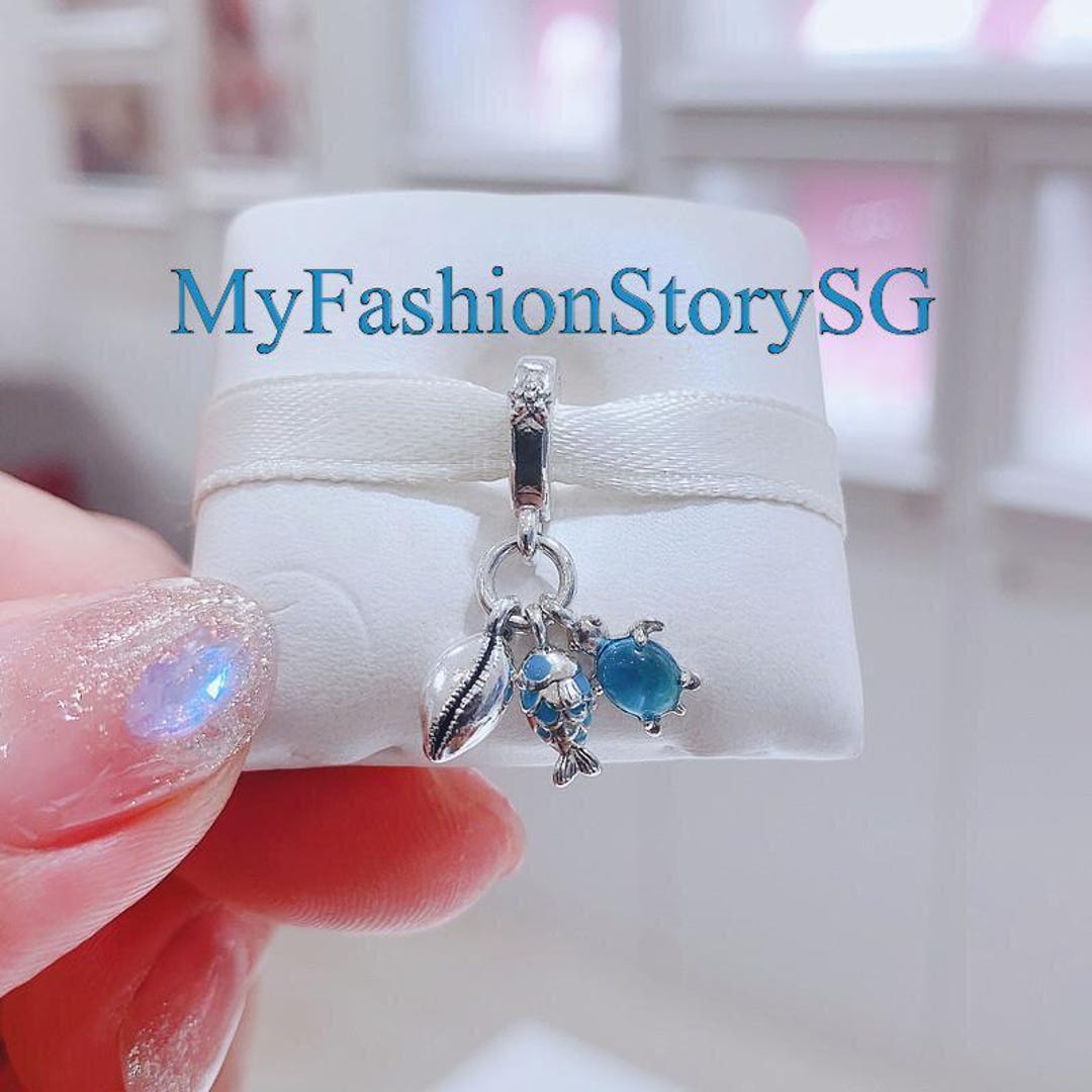 Fish, Sea Turtle & Conch Triple Dangle Charm Fit Bracelet Necklace ...