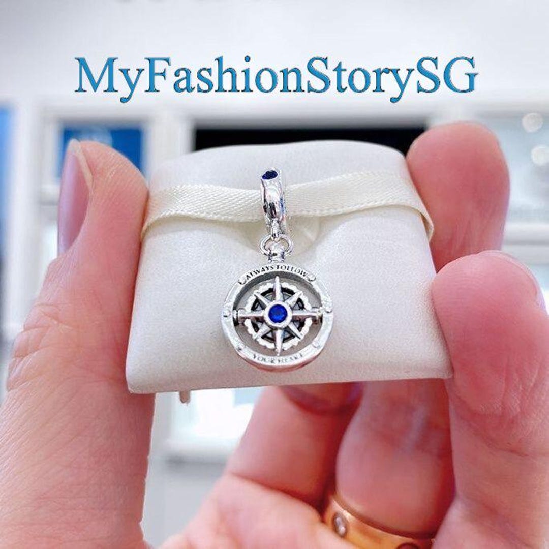 Spinning Compass Dangle Charm Fit Bracelet Necklace Pendant DIY Women ...