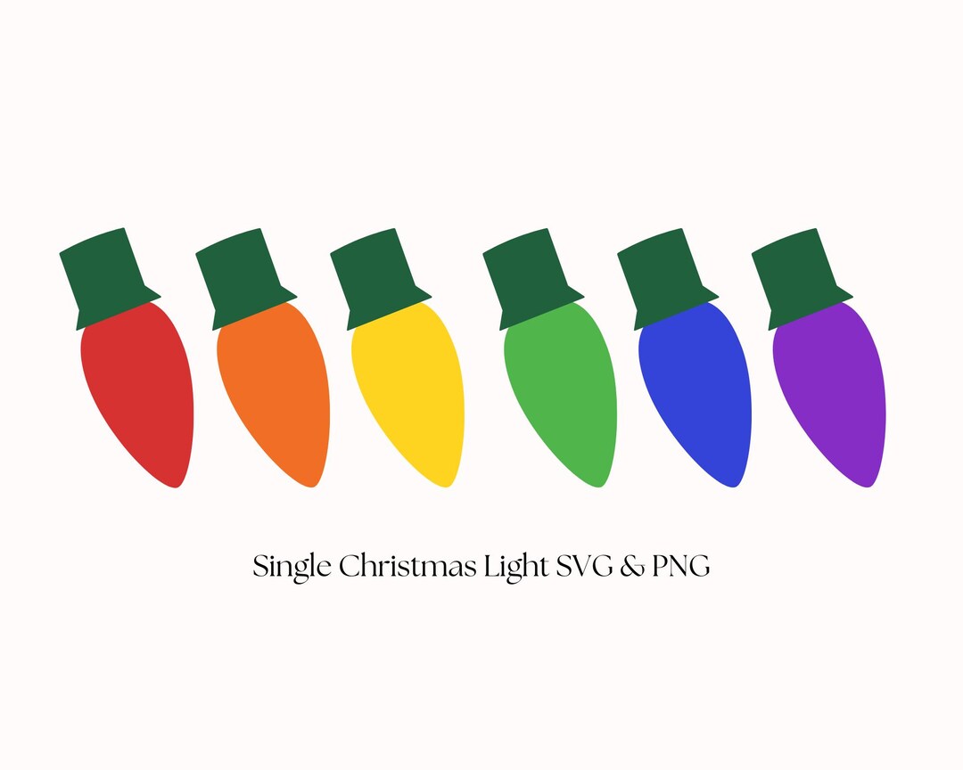 Single Christmas Lights SVG in Red, Orange, Yellow, Green, Blue, Purple ...