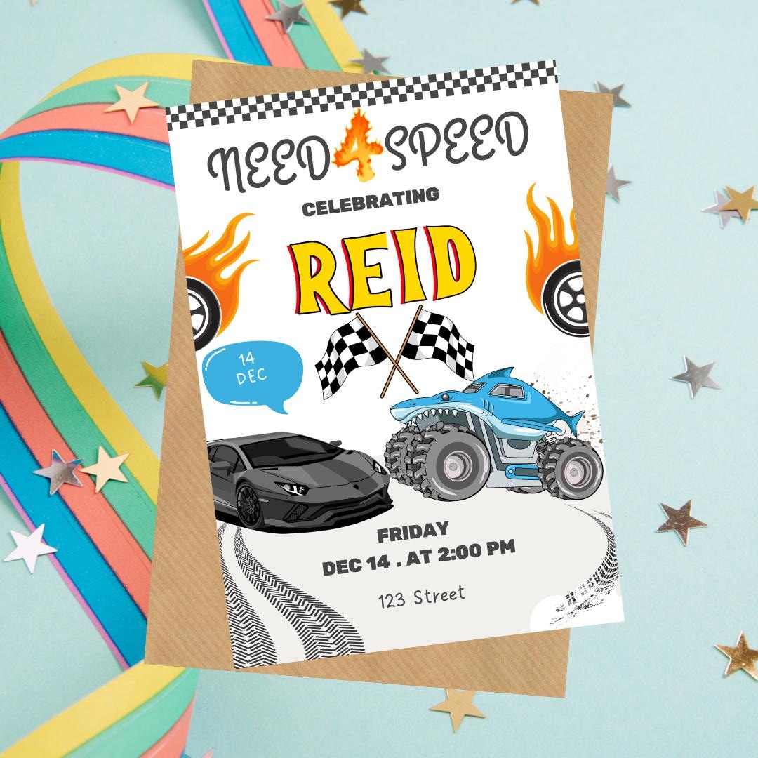 Racing Birthday Party Invitation | Editable Need for Speed Digital ...