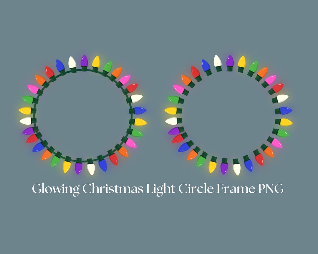 Christmas Light Circle Frame PNG Festive Holiday Frame With Glowing ...