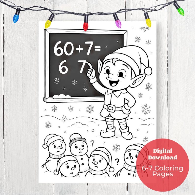 6-7 Christmas Coloring Pages | Elf, Santa, Reindeer, Penguin | Funny ...