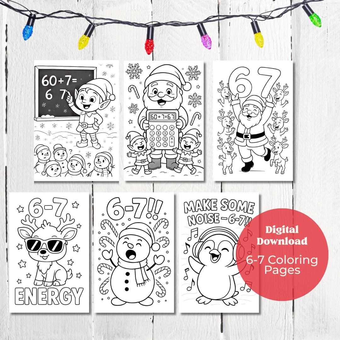 6-7 Christmas Coloring Pages | Elf, Santa, Reindeer, Penguin | Funny ...