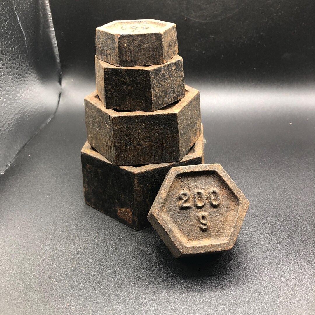 A Stylish Set of Five Hexagonal Stacking Cast Iron Weights - Etsy