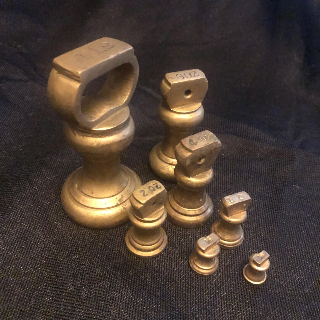 A Handsome Set of Seven Brass Bell Shop / Laboratory / Apothecary ...