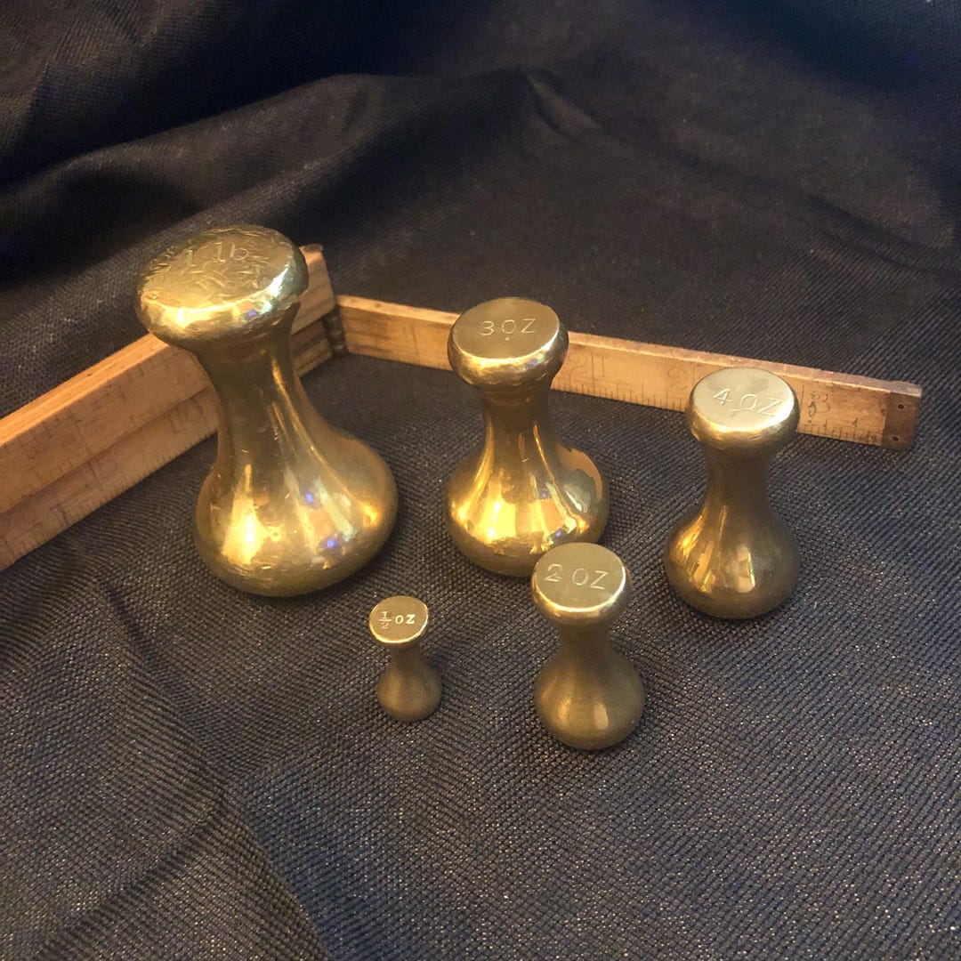 A Stylish Set of Five Brass Bell Butcher Shop / Laboratory / Apothecary ...