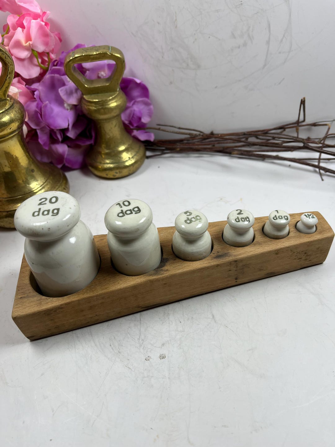 Vintage Porcelain Kitchen Scale Weights Set (1974 Calibration) With ...