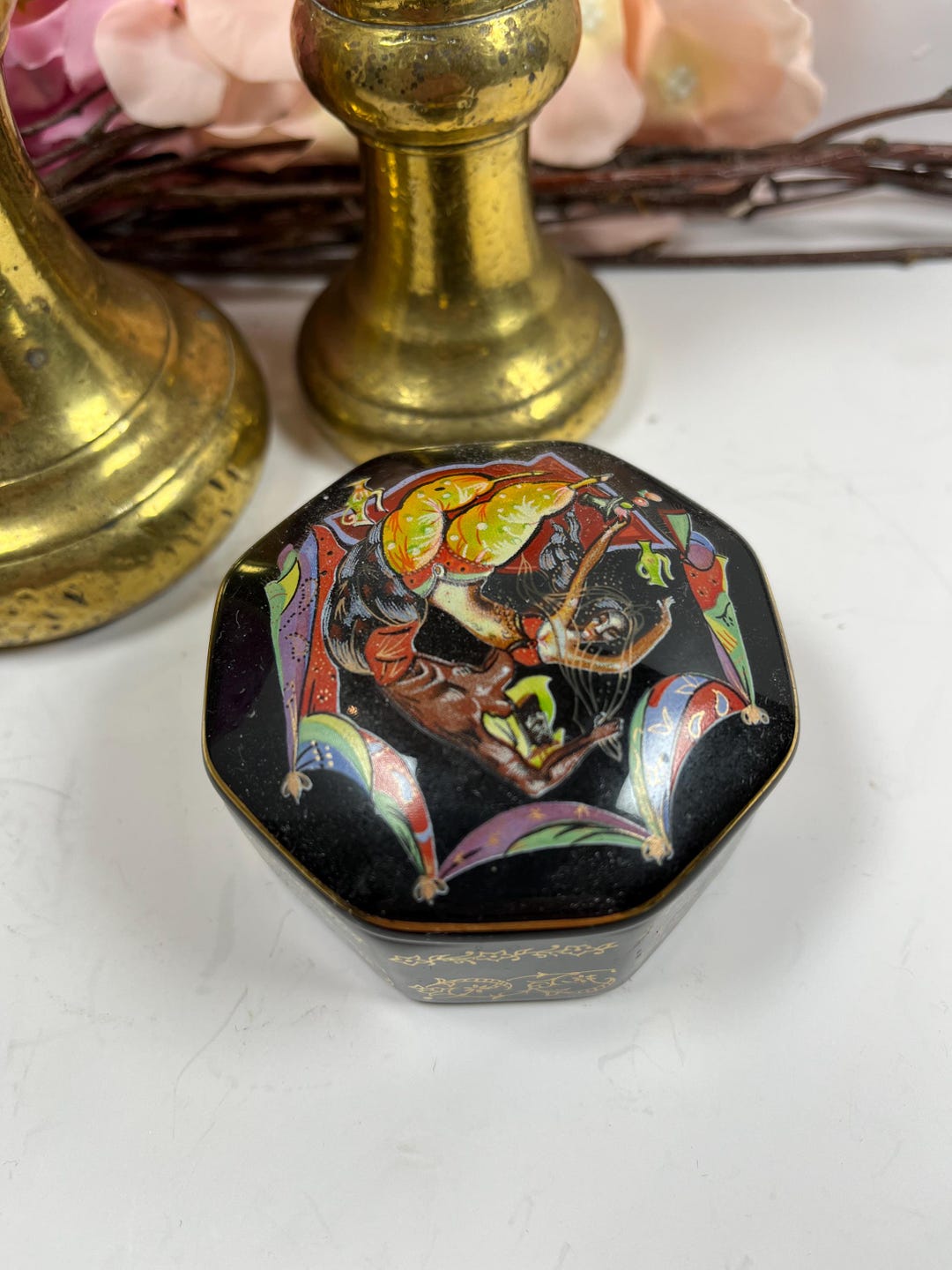 Franklin Mint Porcelain Music Box - Scheherazade Octagon Shape - Etsy